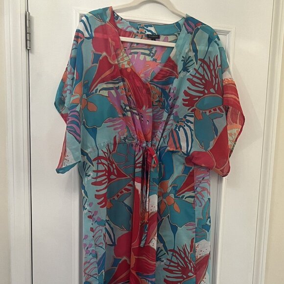 Talbots | Swim | Talbots Tropical Floral Cover Up Maxi Dress Draw ...